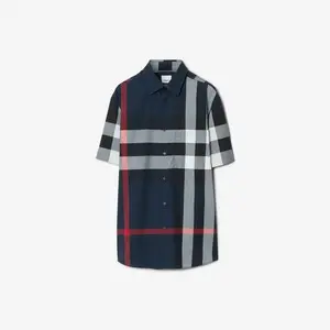 Burberry Classic Fit Check Cotton Shirt Navy