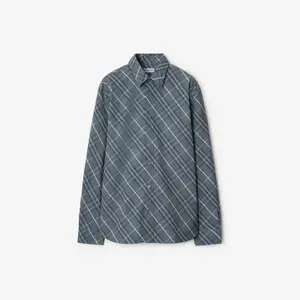 Burberry Classic Fit Check Cotton Shirt Pewter
