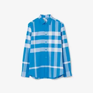Burberry Classic Fit Check Cotton Shirt Vivid Blue