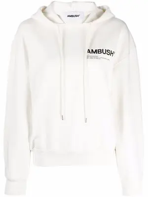 AMBUSH Logo-print Drawstring Hoodie - White