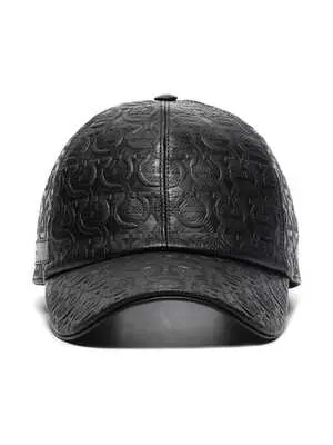FERRAGAMO Gancini Leather Baseball Cap - Black