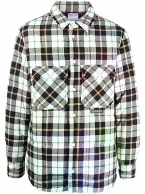COUNTY OF MILAN Logo-patch Plaid Shirt - White