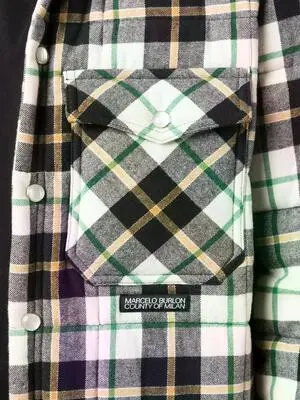 COUNTY OF MILAN Logo-patch Plaid Shirt - White