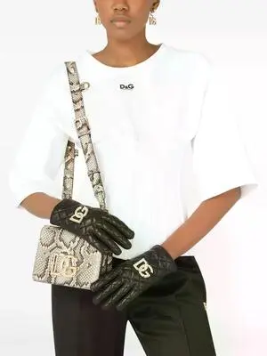 Dolce & Gabbana Dg Logo Quilted Leather Gloves - Black