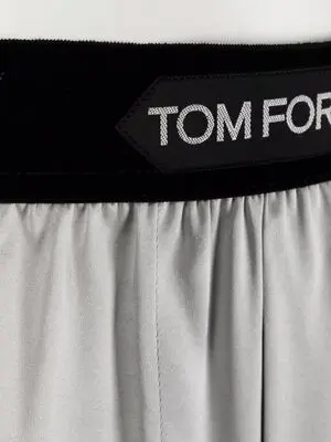 TOM FORD Logo-waistband Silk Boxers - Grey