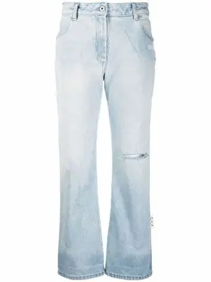 Off-white Faded Jeans For Women
