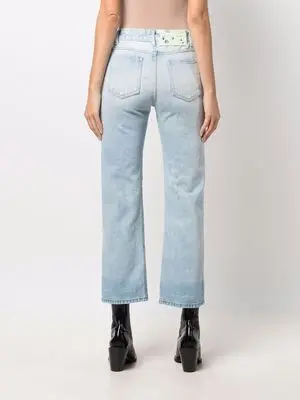 Off-White High-rise Distressed Straight-leg Jeans