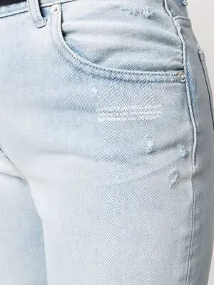 Off-White High-rise Distressed Straight-leg Jeans