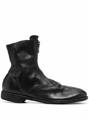 Guidi Leather Zip-up Ankle Boots - Black