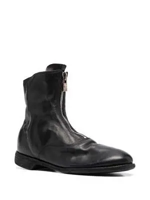 Guidi Leather Zip-up Ankle Boots - Black