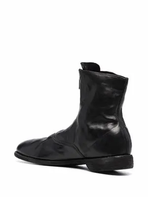 Guidi Leather Zip-up Ankle Boots - Black