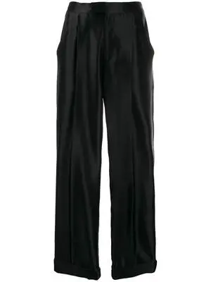 TOM FORD High-waisted Silk Trousers - Black