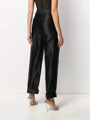 TOM FORD High-waisted Silk Trousers - Black