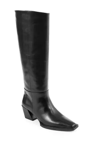 Women's Black Knee High Heels Boots