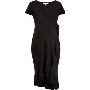 FOURTEENTH PLACE Flutter Sleeve Wrap Maternity Dress