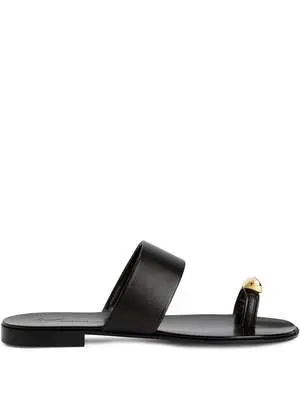 GIUSEPPE ZANOTTI Norbert Leather Toe-loop Sandals - Black