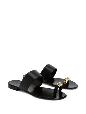 GIUSEPPE ZANOTTI Norbert Leather Toe-loop Sandals - Black