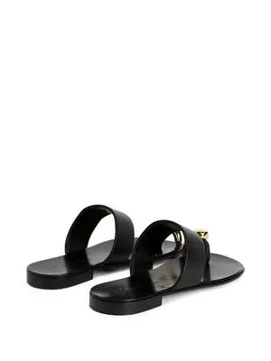 GIUSEPPE ZANOTTI Norbert Leather Toe-loop Sandals - Black