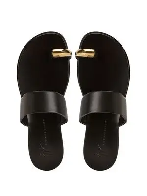 GIUSEPPE ZANOTTI Norbert Leather Toe-loop Sandals - Black