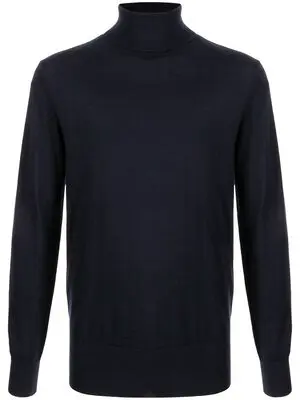 N.peal Fine Knit Roll Neck Jumper - Blue
