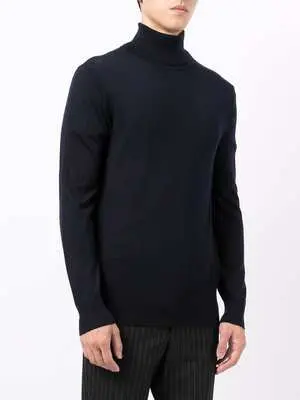 N.peal Fine Knit Roll Neck Jumper - Blue