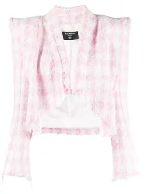 Balmain Houndstooth Tweed Jacket - White