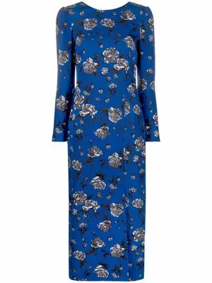 Red Valentino Floral-print Midi Dress - Blue