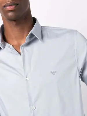 Emporio Armani Logo-embroidered Long-sleeve Shirt
