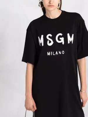 MSGM Logo-printed T-shirt Dress - Black