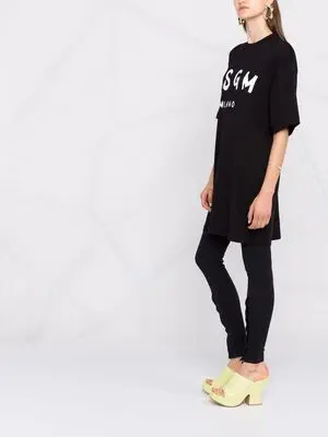 MSGM Logo-printed T-shirt Dress - Black