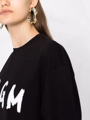 MSGM Logo-printed T-shirt Dress - Black
