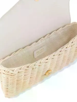 Prada Logo-plaque Interwoven Mini Bag - White