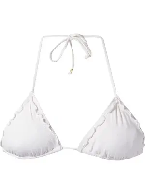 AMIR SLAMA Ruffled Trim Triangle Bikini Top - White
