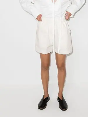 LEE MATHEWS Drill Elasticated-waist Shorts - White