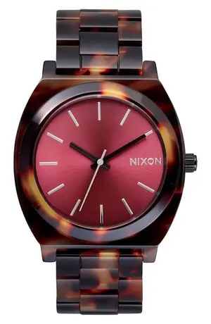 Nixon Time Teller Acetate Bracelet Watch - Tortoise/oxblood