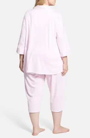 Ralph Lauren Knit Crop Pajamas - Lagoon Pink/white Stripe