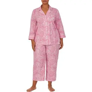 Ralph Lauren Knit Crop Pajamas - Pink Paisley