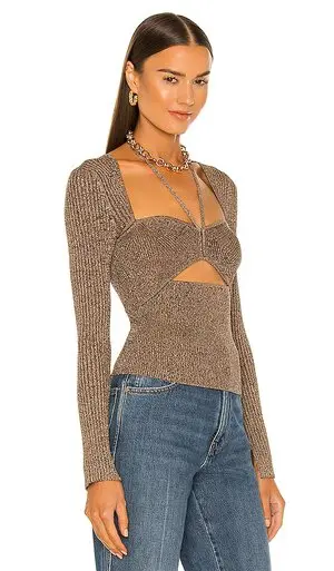 Simkhai Alexia Long Sleeve Top In Brown