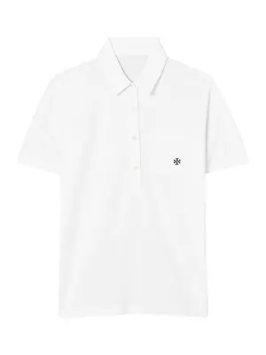 Tory Burch Mercerized Cotton Printed Polo - Tory Navy / Snow White