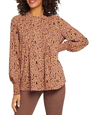 NYDJ Nydj Pleated Peasant Blouse Carmel