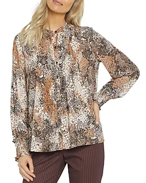 NYDJ Nydj Pleated Peasant Blouse Copperhead