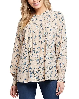 NYDJ Nydj Pleated Peasant Blouse Wind River