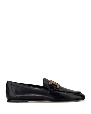 TOD'S Kate Almond Toe Loafers - Black Leather