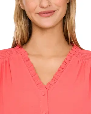 CECE DUPRAZ Ruffle Trim Blouse - Calypso Coral