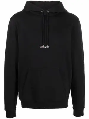 Saint Laurent Logo-print Hoodie - Black