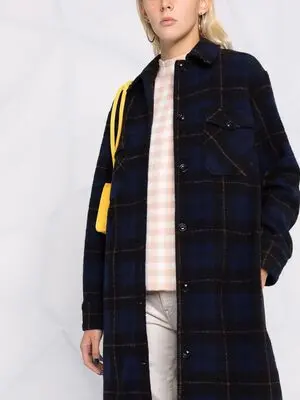 Woolrich Tartan-check Virgin Wool Coat - Blue