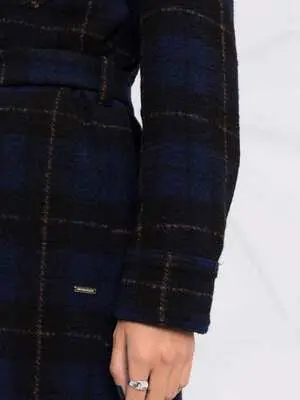 Woolrich Tartan-check Virgin Wool Coat - Blue