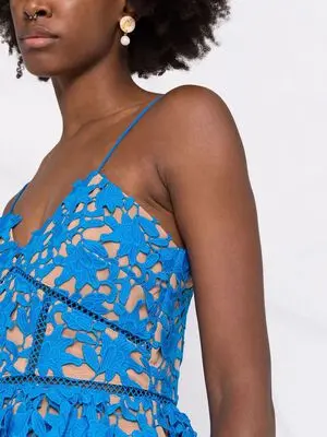Self-Portrait Azalea Mini Dress In Blue - 40% Off | Editorialist