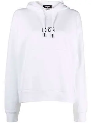Dsquared2 Logo Drawstring Hoodie - White