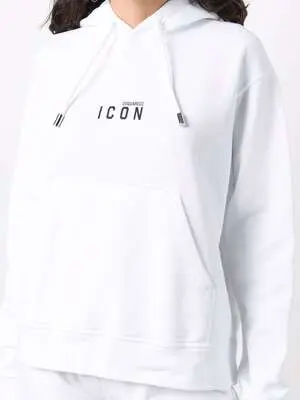 Dsquared2 Logo Drawstring Hoodie - White